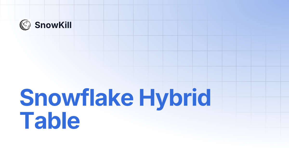 Snowflake Hybrid Table | SnowKill